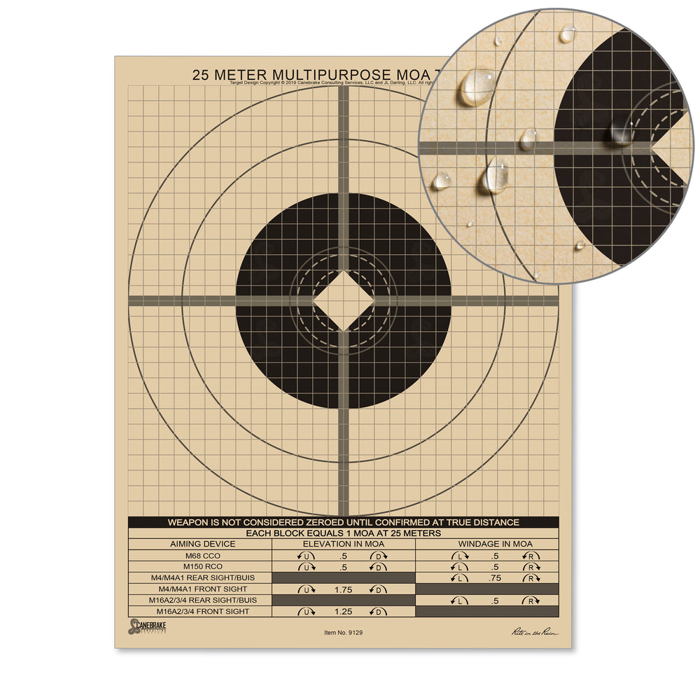 25M Zeroing Target 0 True-MOA, Multipurpose 8.5 X 11 Inch - 100 PK